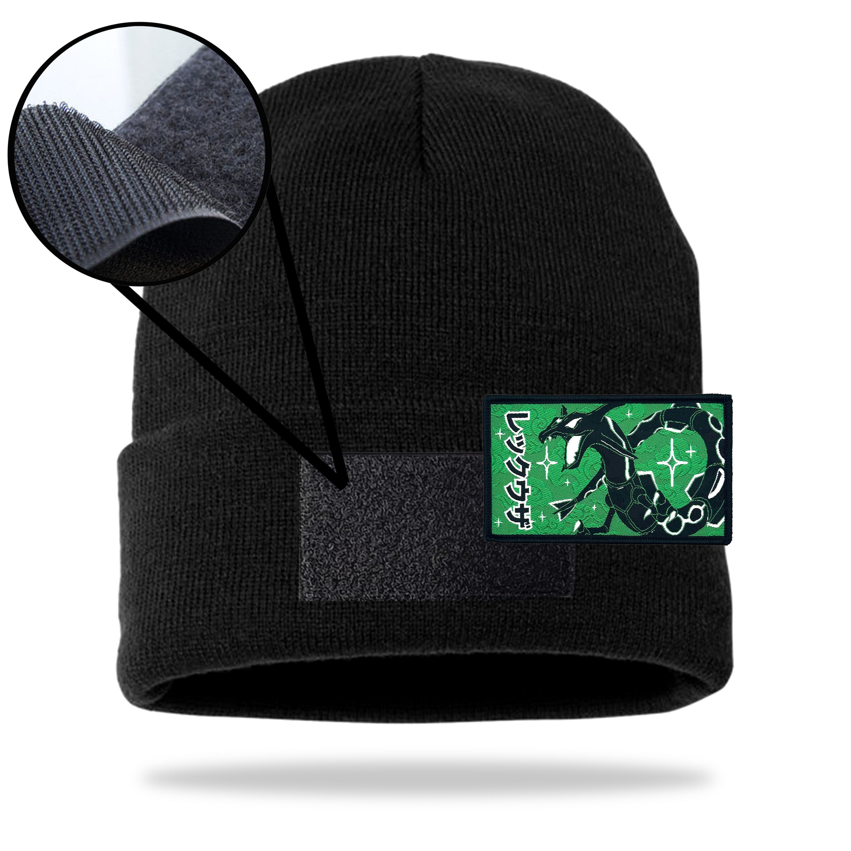 Rayquaza (Green) Black Beanie Velcro – QualityPatch